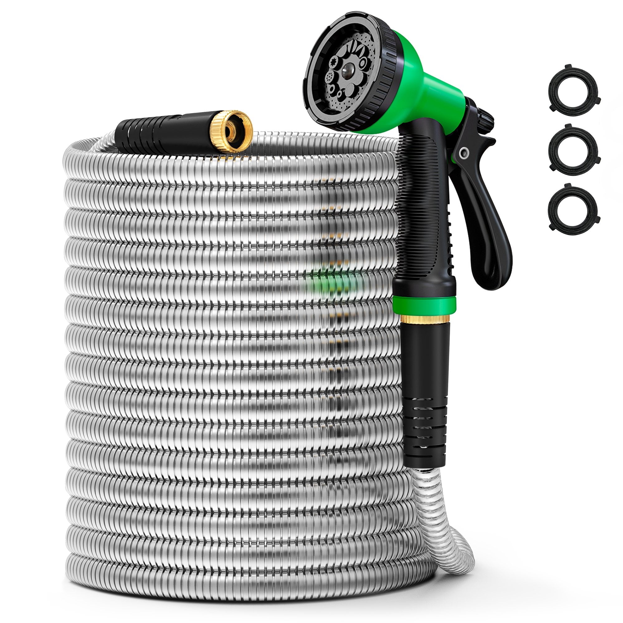 Heavy Duty Metal Garden Hose 100FT & 50FT - 304 Stainless Steel, Kink ...