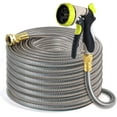Metal Garden Hose 100 Ft 304 Stainless Steel Water Hose With Nozzle