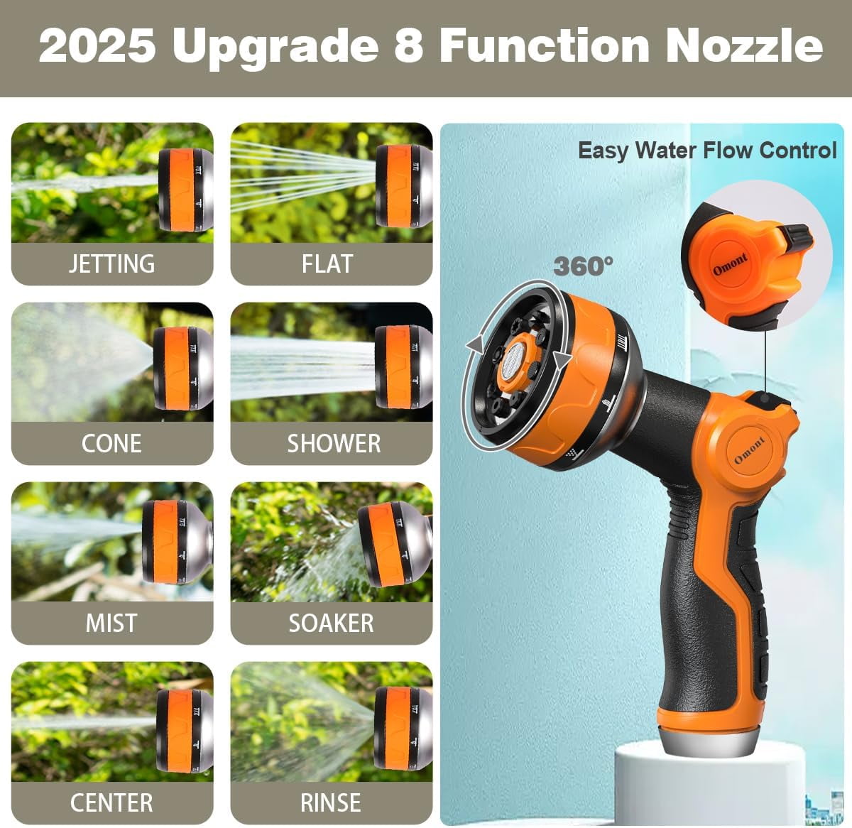 Metal Garden Hose 100FT, Stainless Steel Water Hose with Nozzle ...