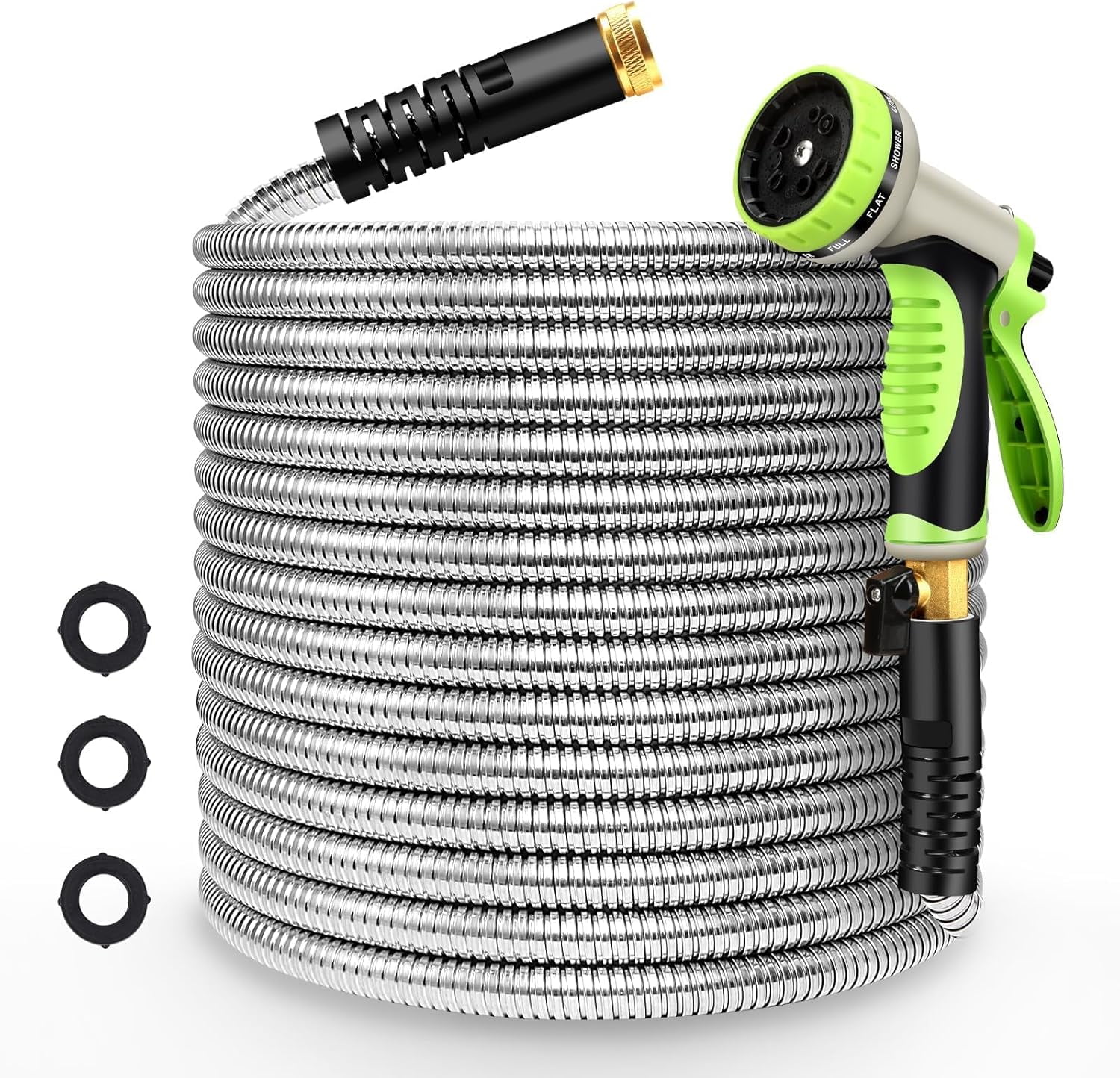 Metal Garden Hose 100ft Flexible Water Hose Stainless Steel Heavy Duty ...