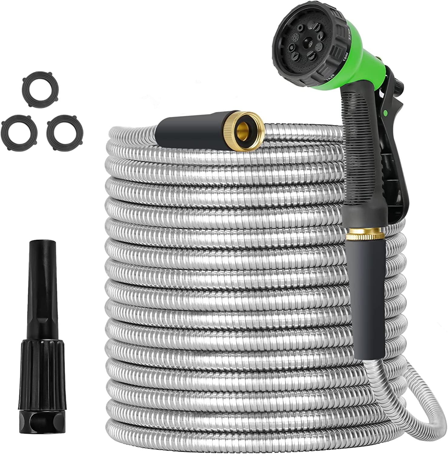 Metal Garden Hose 100ft Stainless Steel Water Hose Super Tough Flexible ...