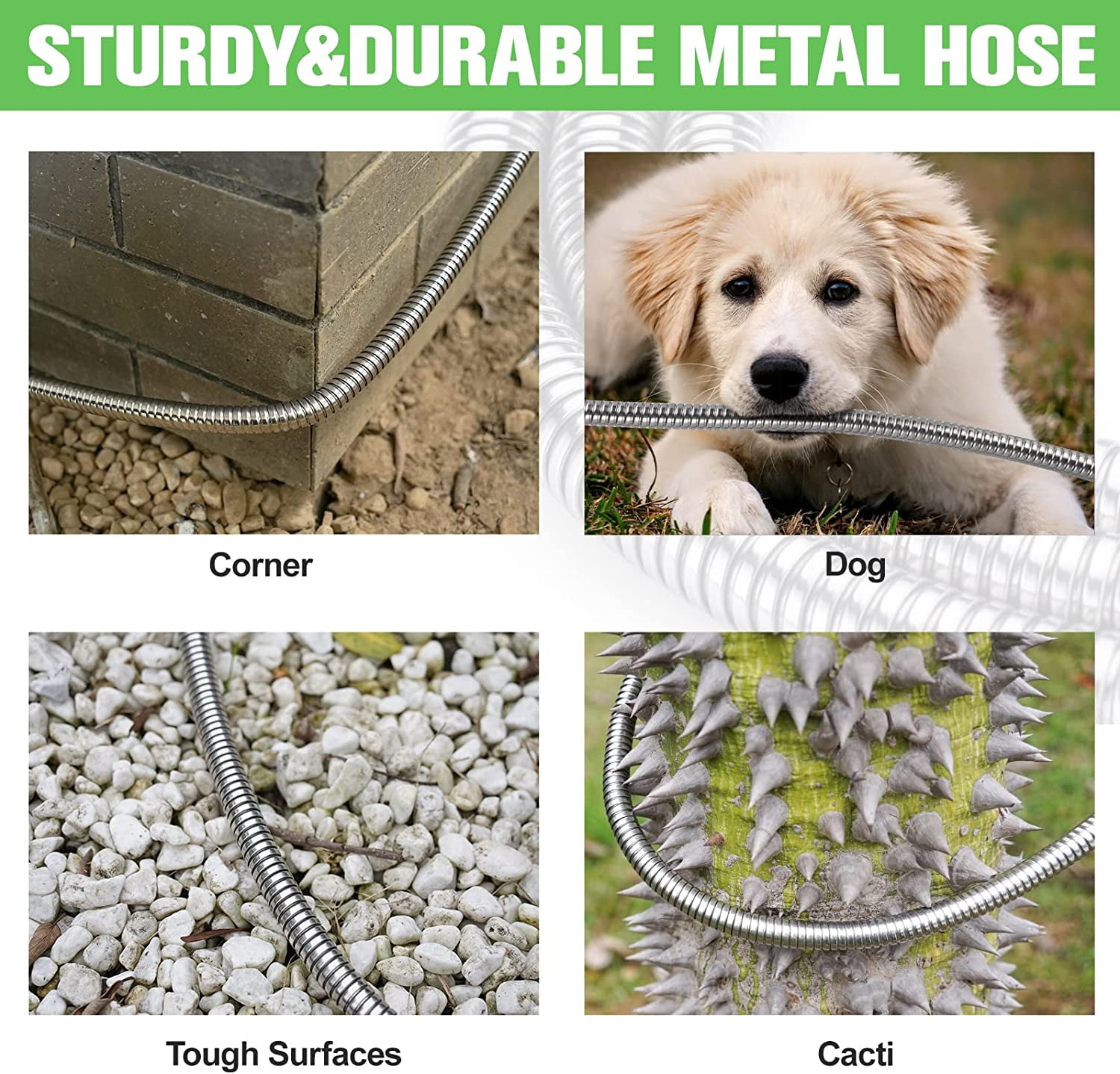 Metal Garden Hose 100ft Stainless Steel Water Hose Super Tough Flexible ...