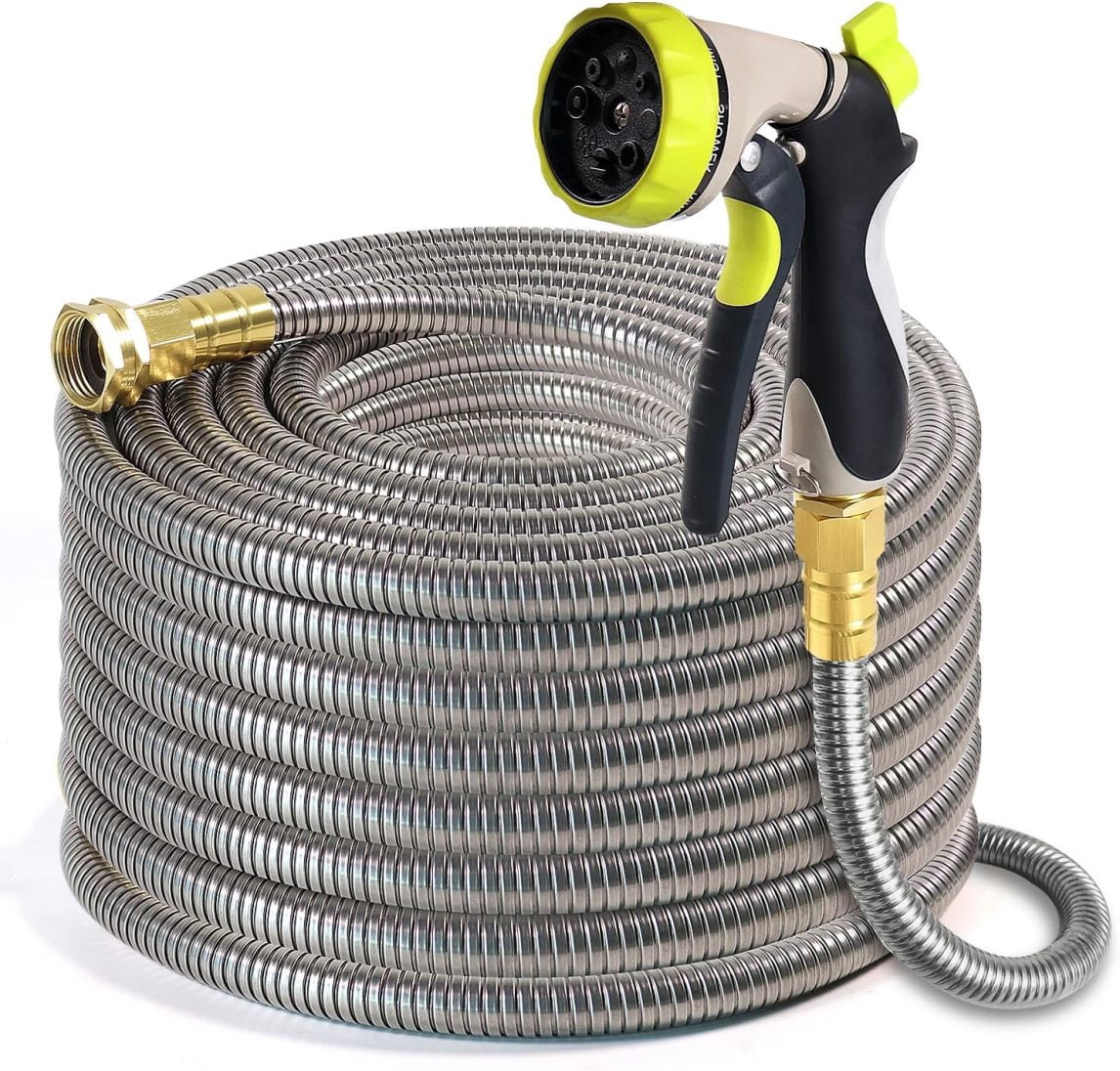 Metal Garden Hose 150 ft – 304 Stainless Steel Water Hose with Nozzle ...