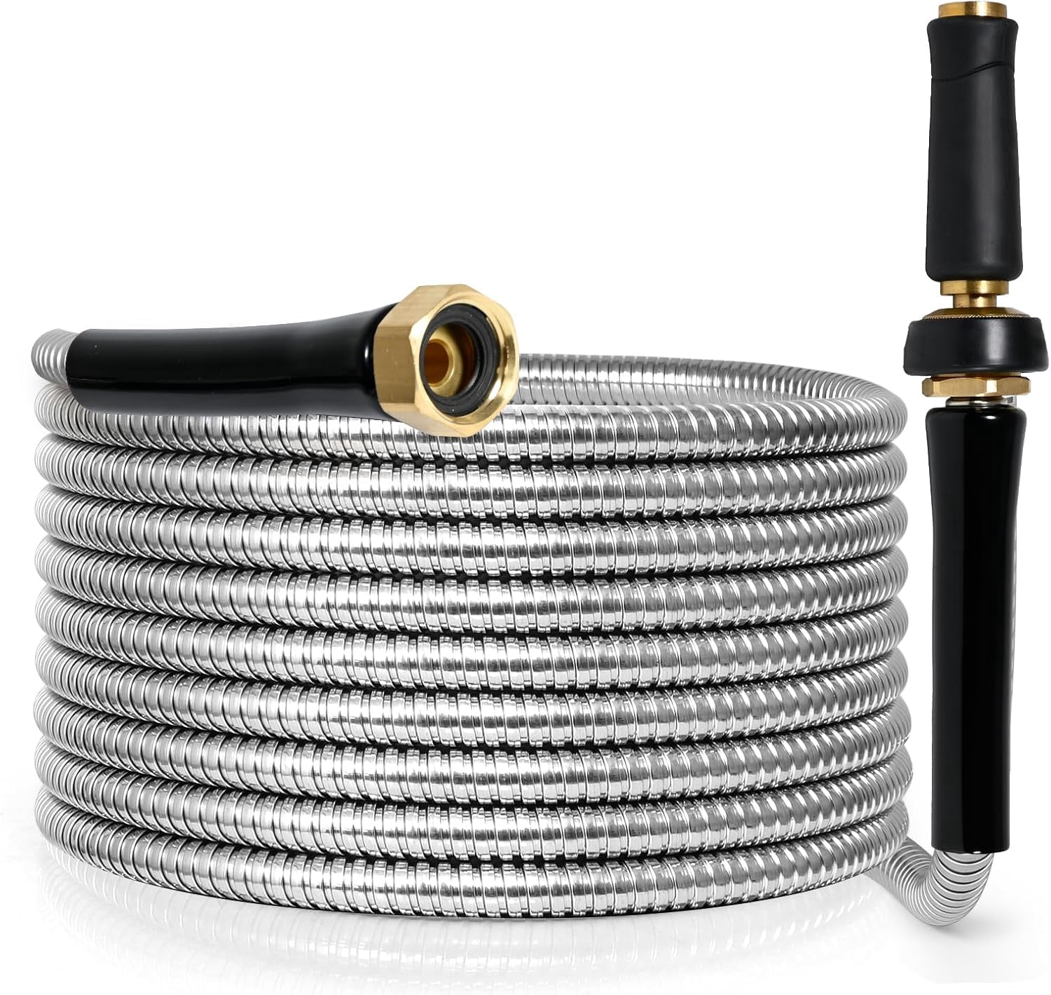 Metal Garden Hose 25 FT - 304 Stainless Steel Water Hose with Brass ...