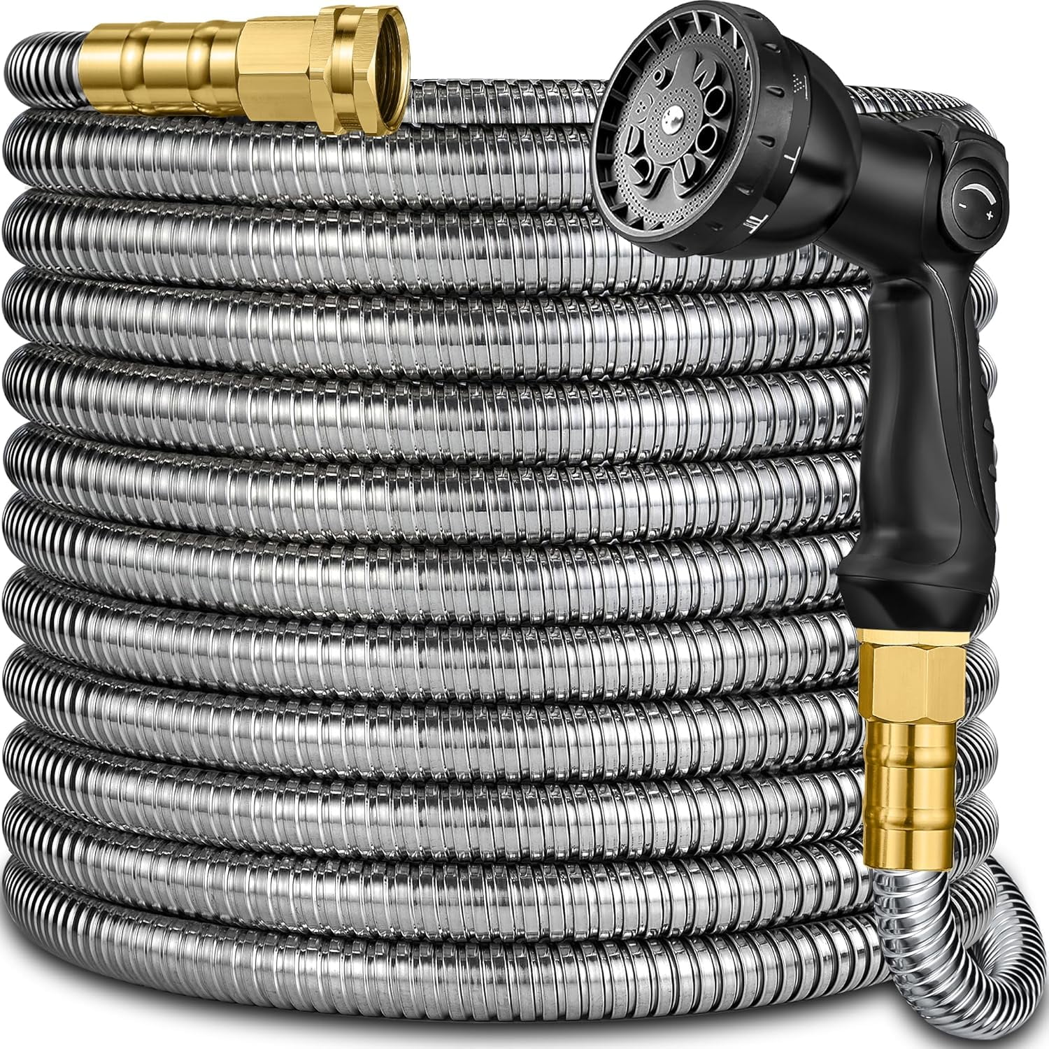 Metal Garden Hose 50 ft - Stainless Steel Garden Hose Leak-Proof with ...
