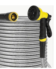 Metal Garden Hose 50FT, Heavy Duty 304 Stainless Steel Water Hoses with ...