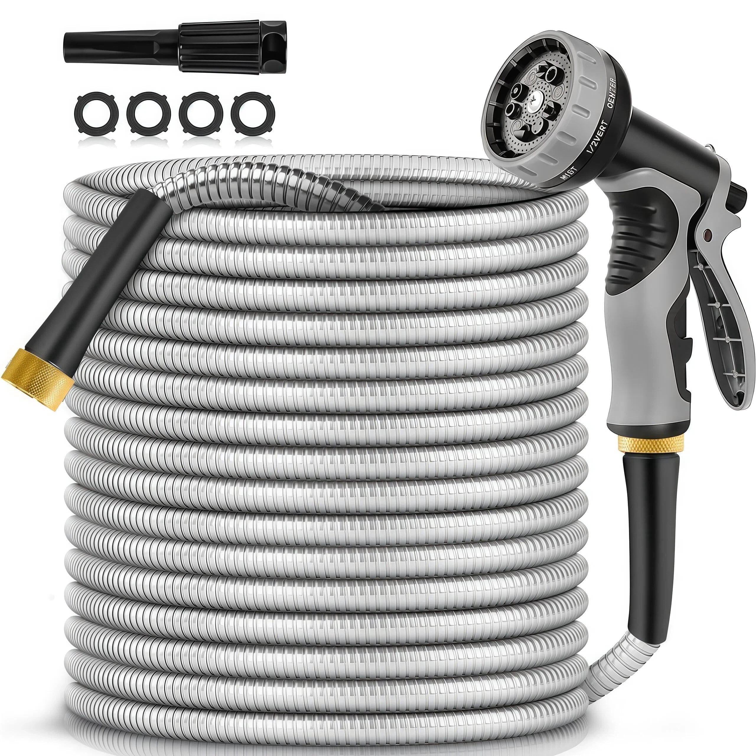 Teblint Metal Garden Hose, 3/4 inch x 50ft Stainless Steel Water Hose ...