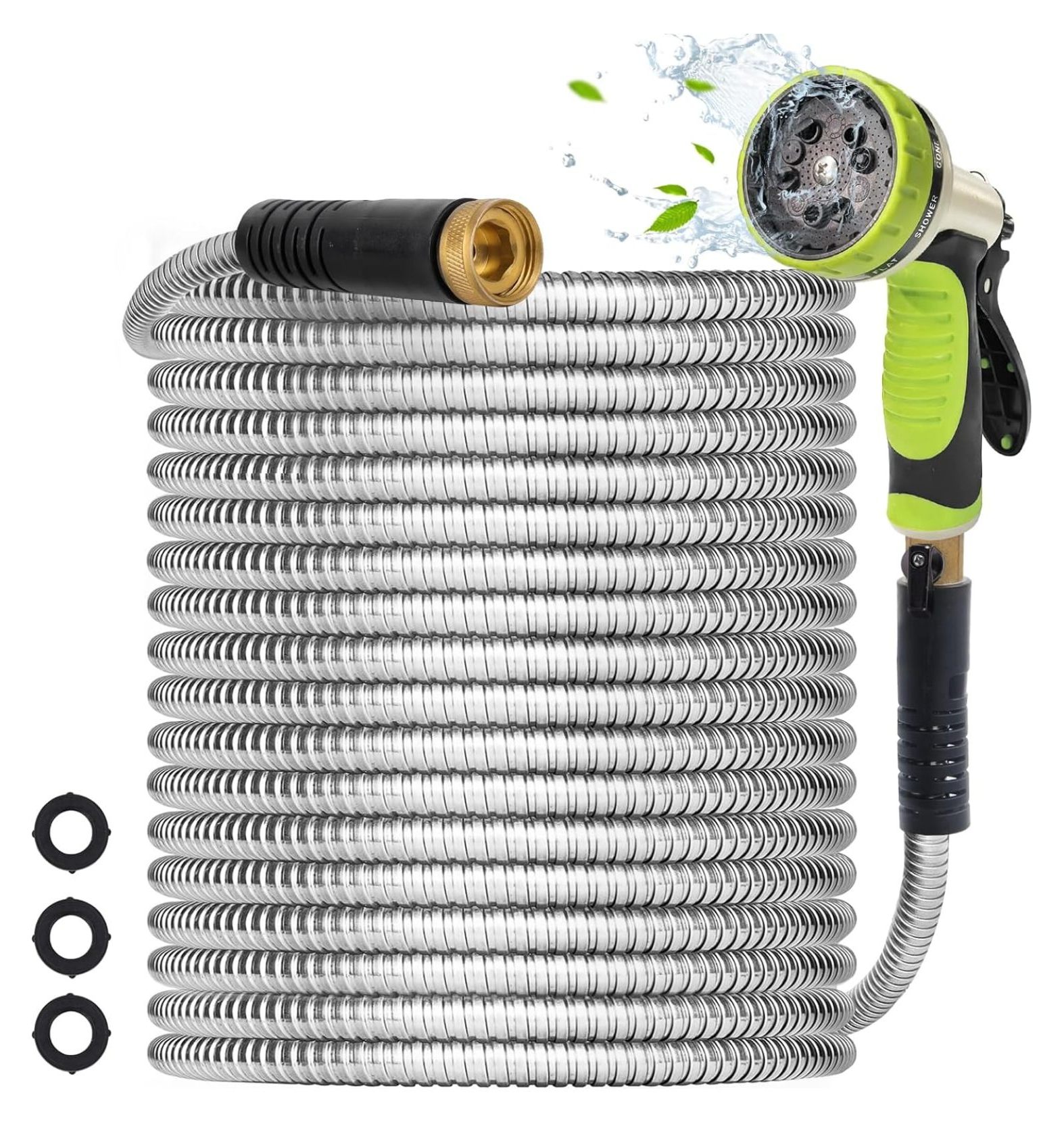 Metal Garden Hose 75ft Heavy Duty Stainless Steel Metal Water Hose