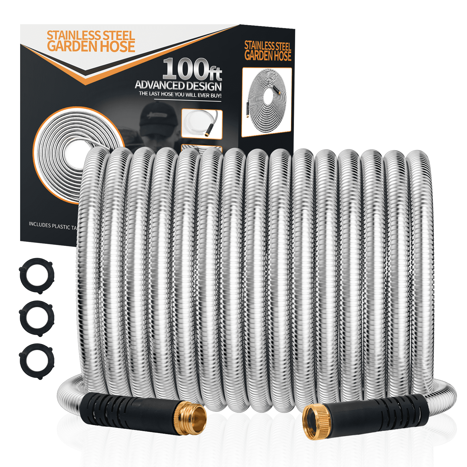 Metal Garden Hose: GardenJoy 100Ft Stainless Steel Heavy Duty Water ...