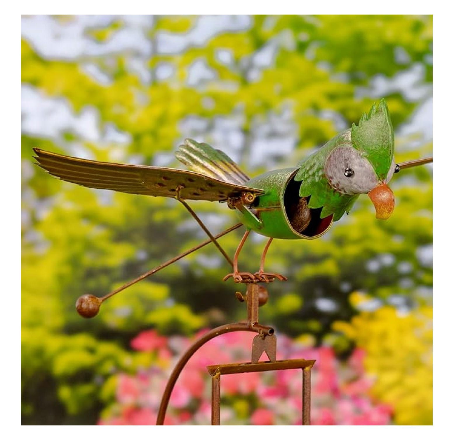 Metal Garden Stakes Rocking Hummingbird, 53" Tall, Hand-Painted Outdoor ...