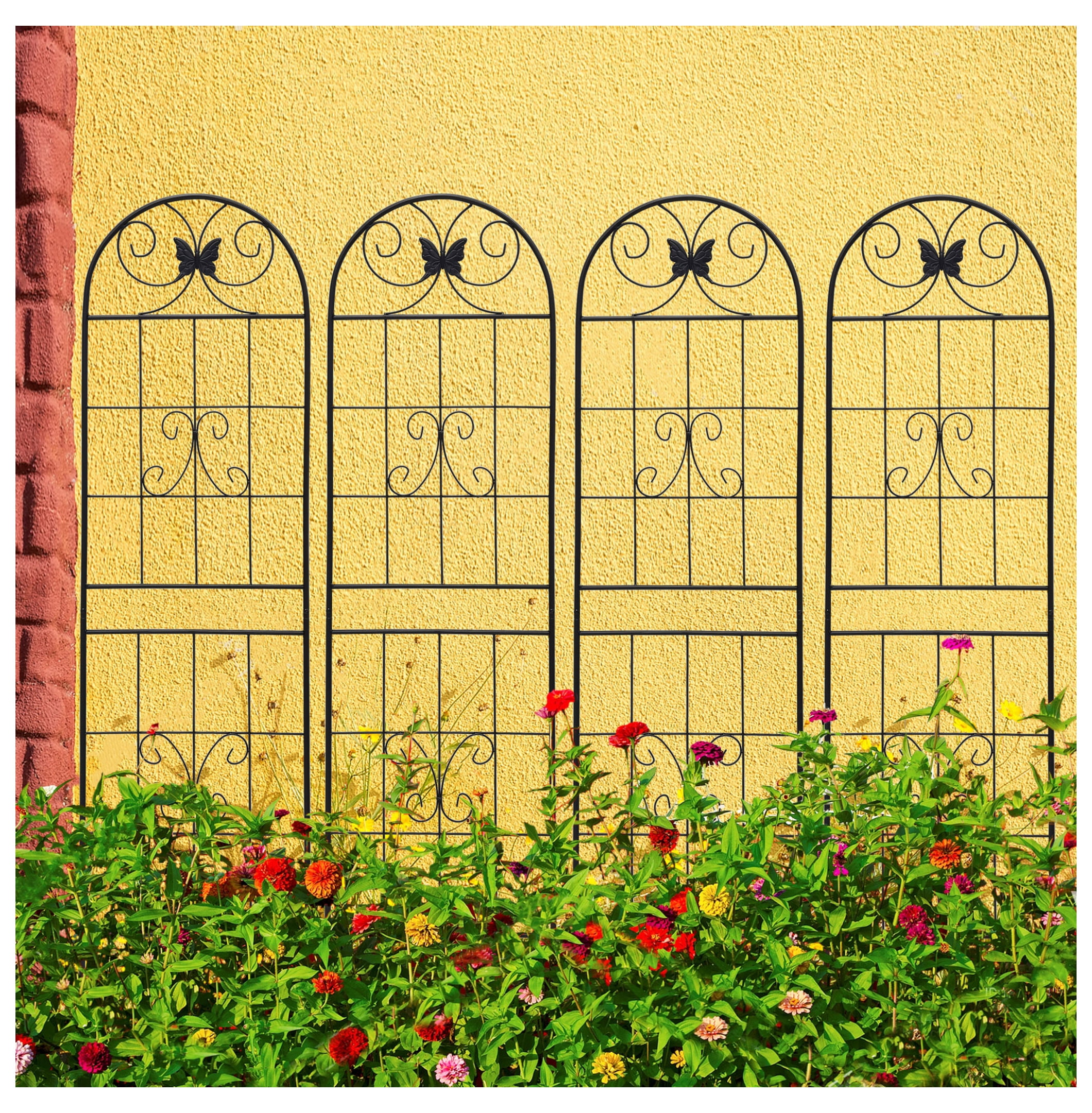 Metal Garden Trellis 4 Pack - 71"x19.7" Rustproof Plant Trellis - Black ...