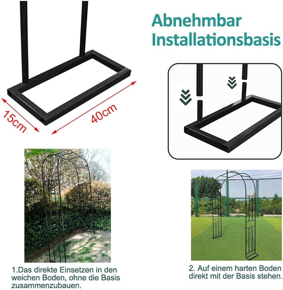 Metal Garden for Climbing Plants, Large Way Trellis with Removable Base ...