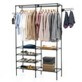 Metal Garment Rack,Hanging Clothes Rack Storage Shelves with 2 Side ...