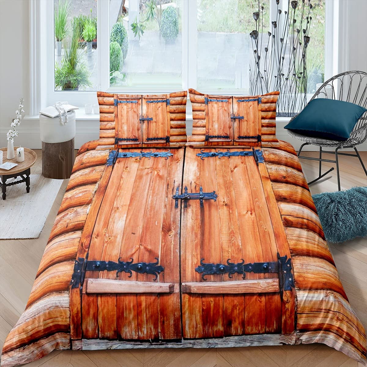 Metal Gate Duvet Cover Set Medieval Castle Wall Bedding Sets Wooden ...