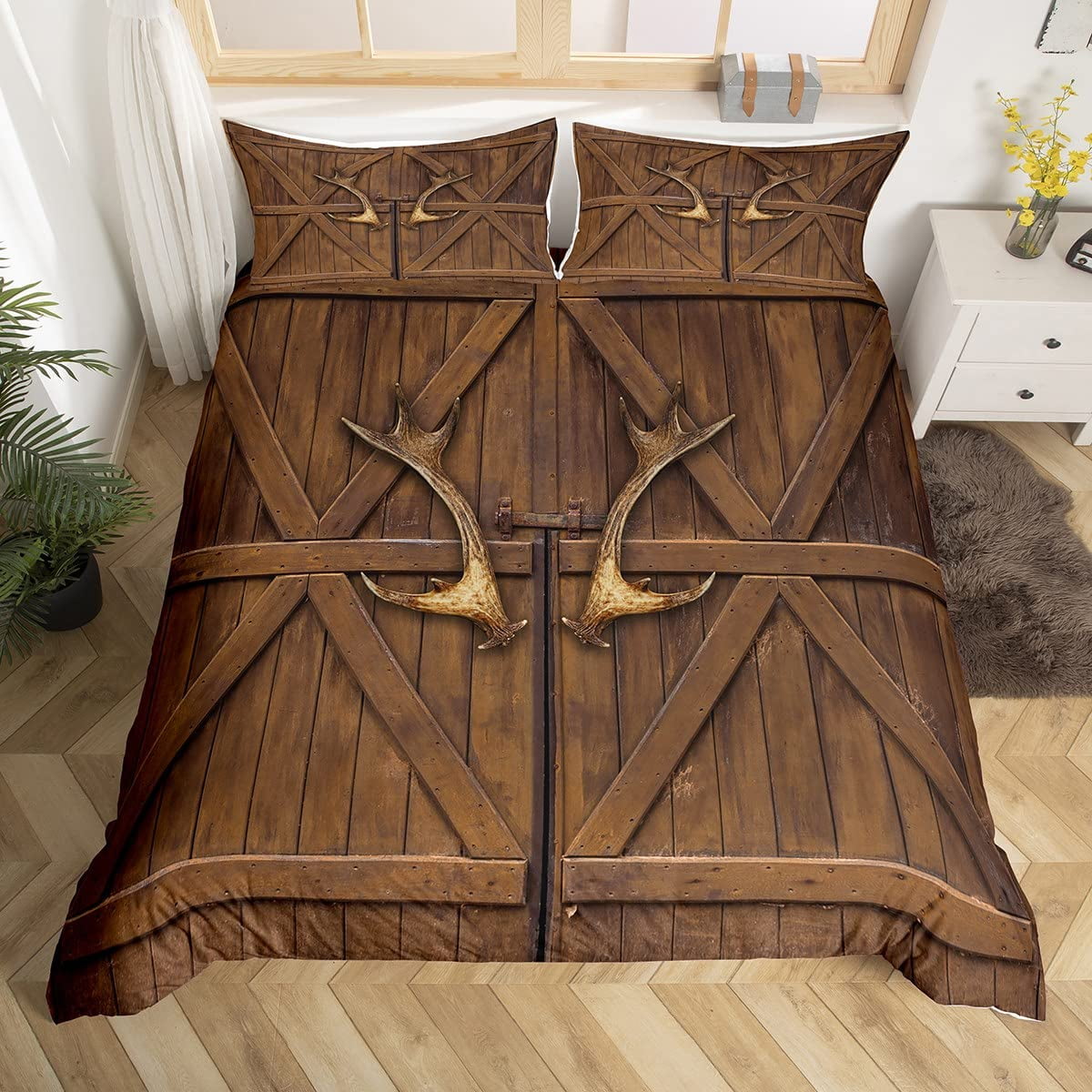 Metal Gate Duvet Cover Set Medieval Castle Wall Bedding Sets Wooden ...