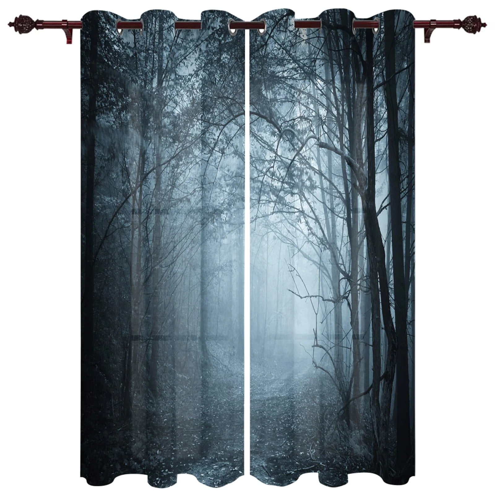 Metal Gate Horror Night Moon Window Curtains Home r Living Room ...