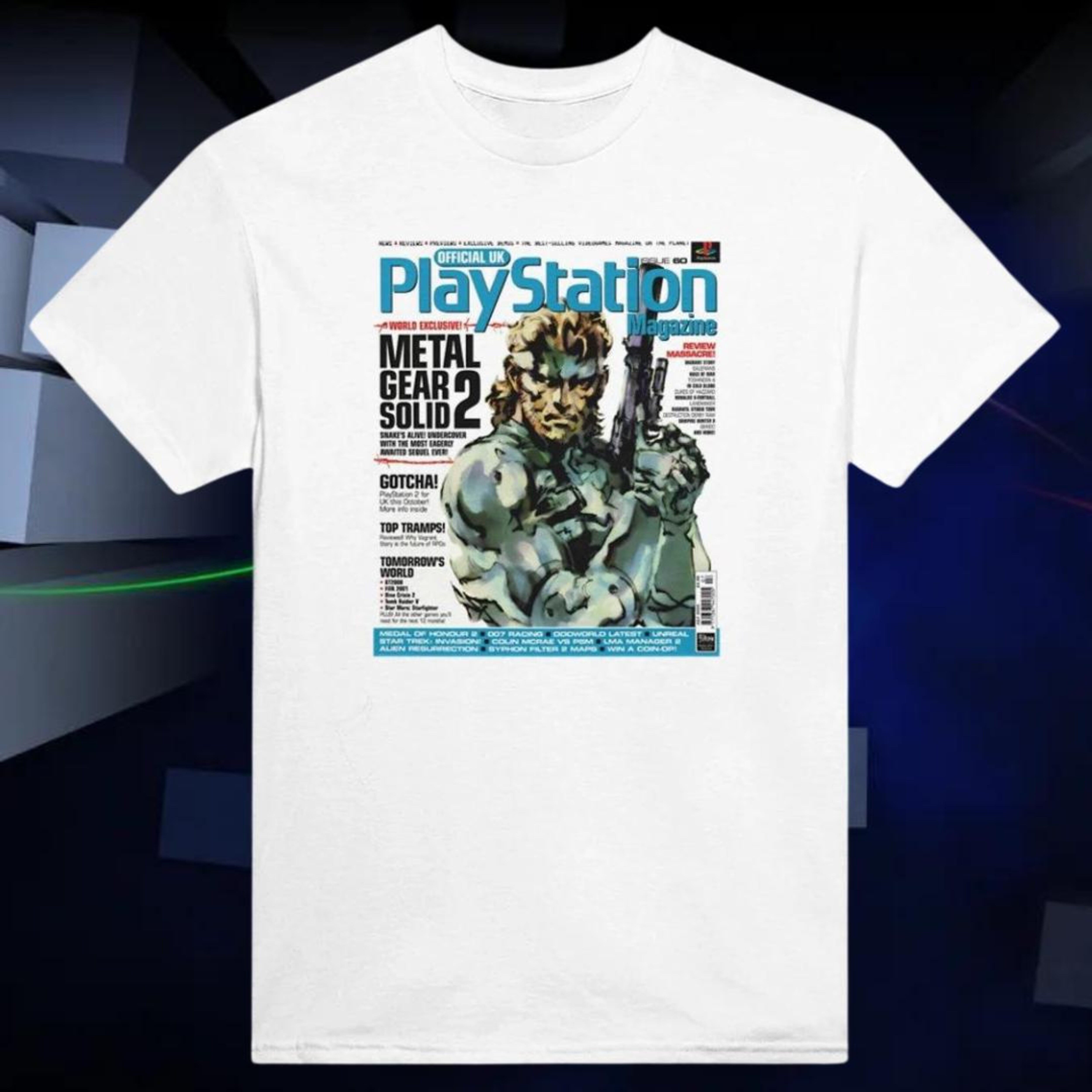 Metal Gear Solid 2 Snake Playstaion Magazine Retro Gaming T-shirt ...