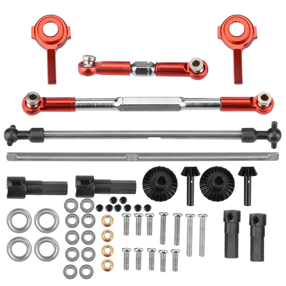 Metal Gear Steering Rod & Knuckle Drive Shaft Set for 1610 Model Red RC ...