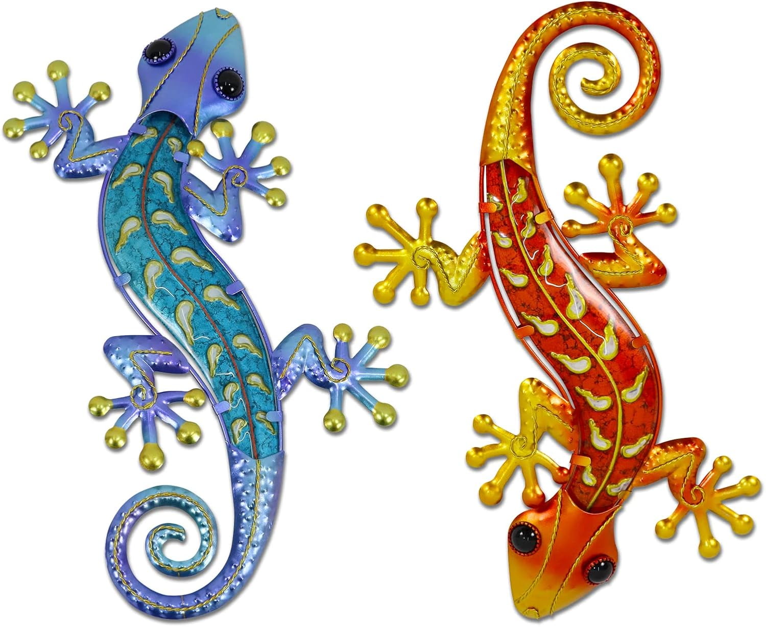 Metal Gecko Wall Decor 2 Pack 15 Inch Lizard Outdoor Decor Hanging ...