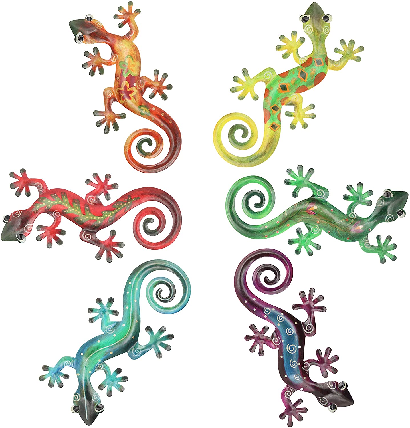 Metal Gecko Wall Decor Wall Sculpture Hanging Art Indoor Outdoor, 6 ...