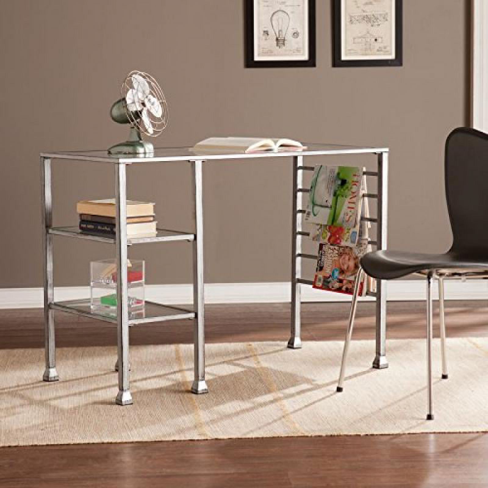 Metal/Glass Writing Desk - Distressed Silver - Walmart.com