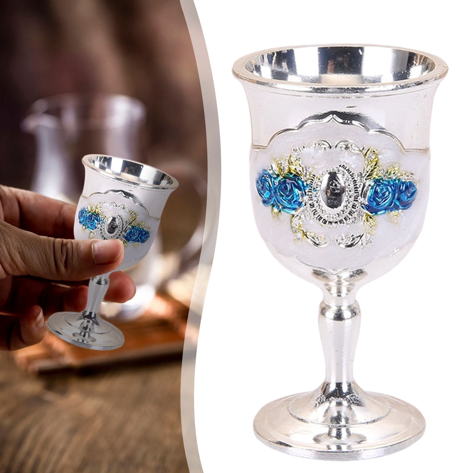 Metal Goblet Cup Exquisite Engraved Sturdy Retro Style For Wine Liquor ...