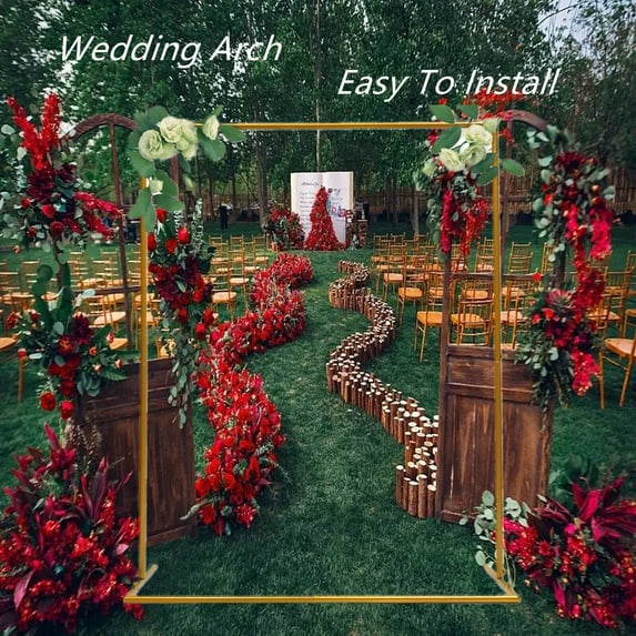 Metal Gold Arch Flower Stand Archway Rectangle Backdrop Stand for ...