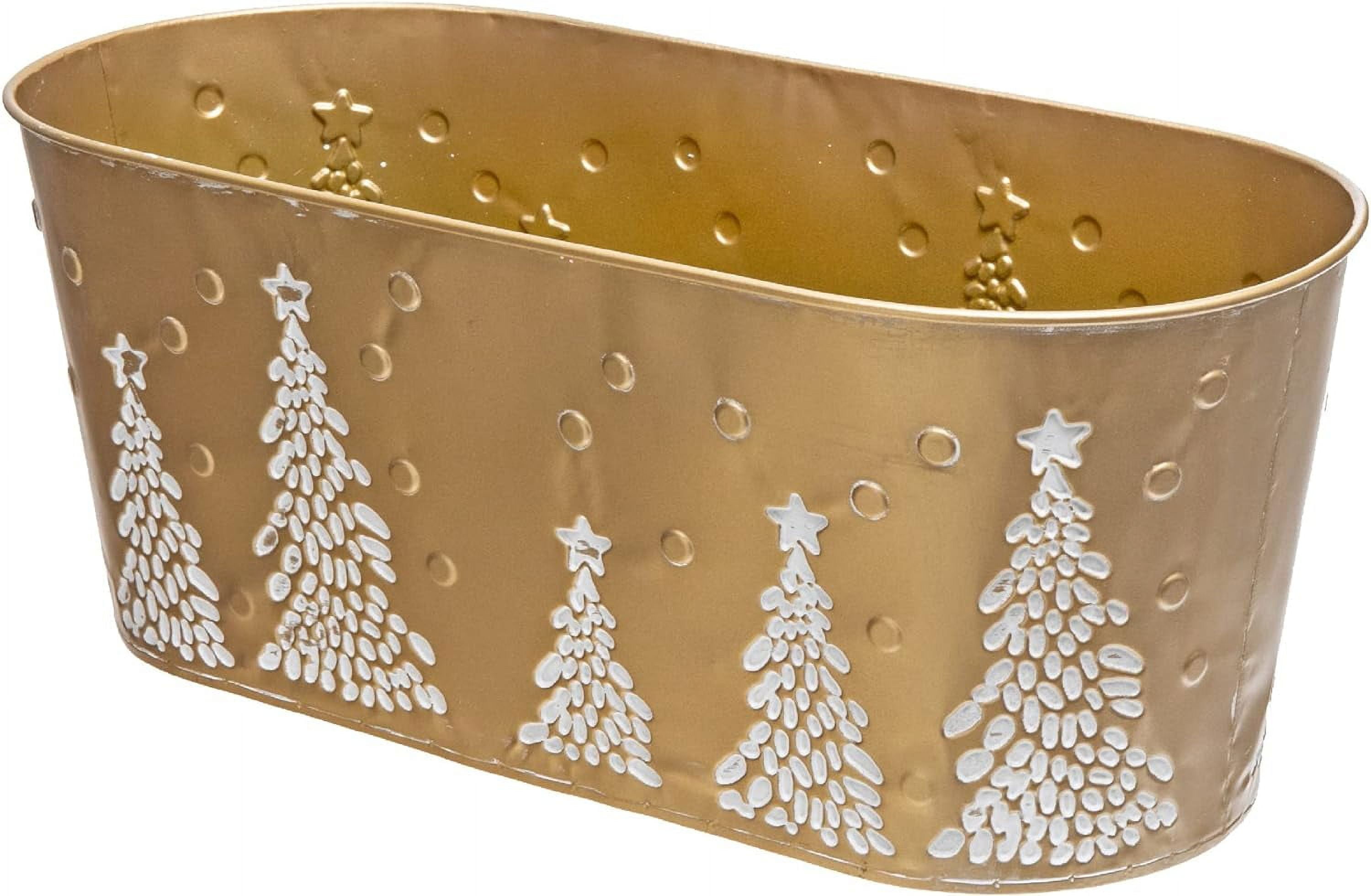 Metal Gold Embossed Tree Oval (15") planters - Walmart.com