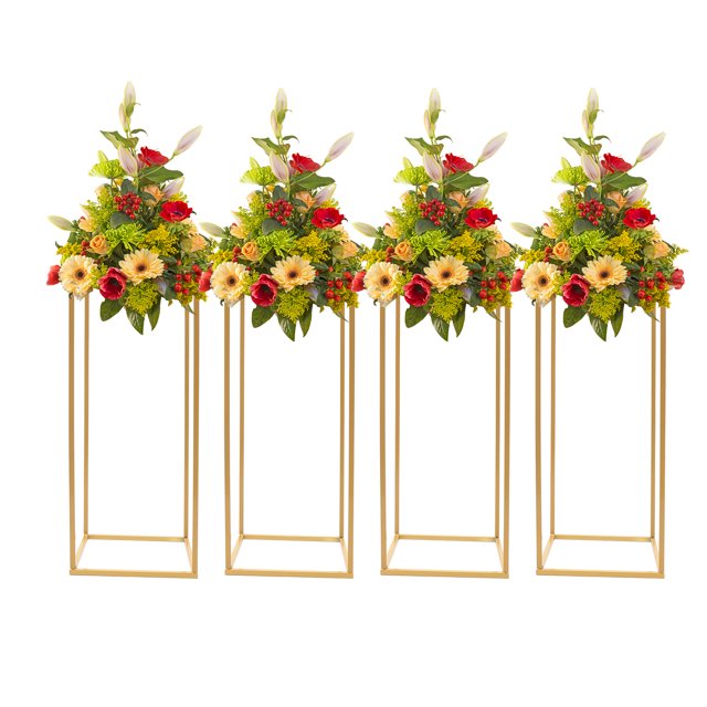 Metal Gold Flower Stand Wedding Metal Rectangular Vases Column Wedding ...