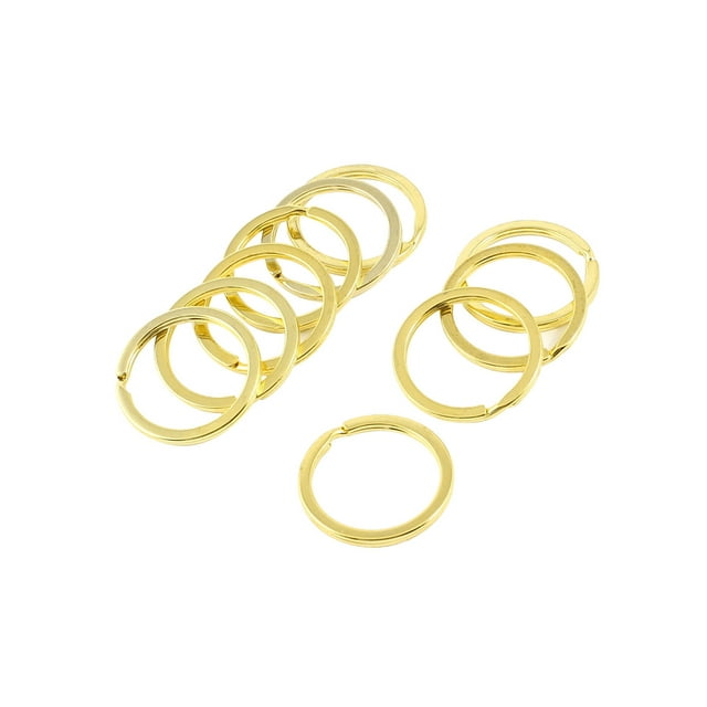 Metal Gold Tone 10pcs Flat Split Key Keychains Ring Keyring Holder loop ...