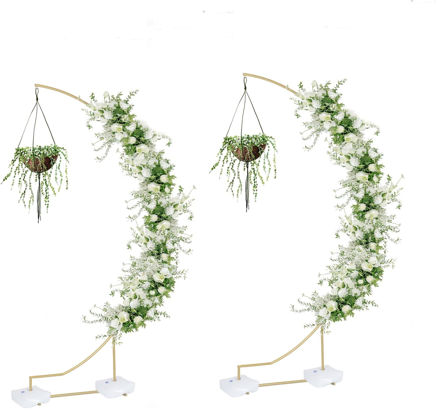 Metal Gold Wedding Arch Backdrop Stand Set of 2, Balloon Flower ...