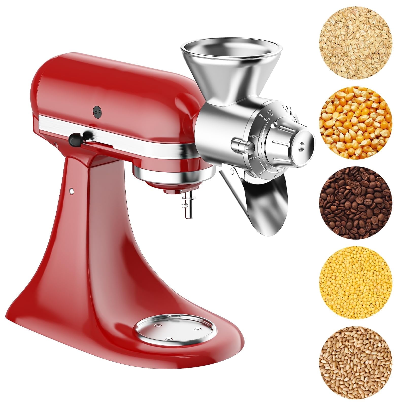 TOCOKEID All Metal Grain Mill Attachment for KitchenAid Stand Mixer ...
