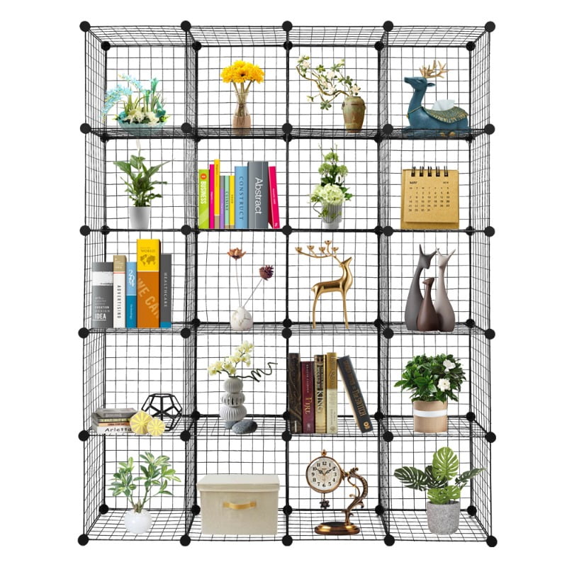 Metal Grid Cube Organizer – 20-Piece Interlocking Shelving Unit for ...