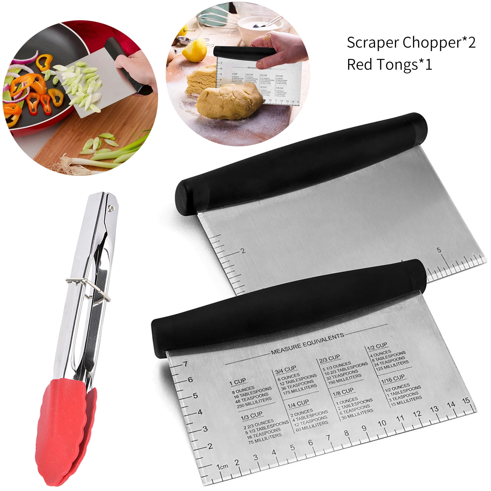 Metal Griddle Scraper Chopper 2 Pcs Come with 1Pcs Silicone Mini Tongs ...