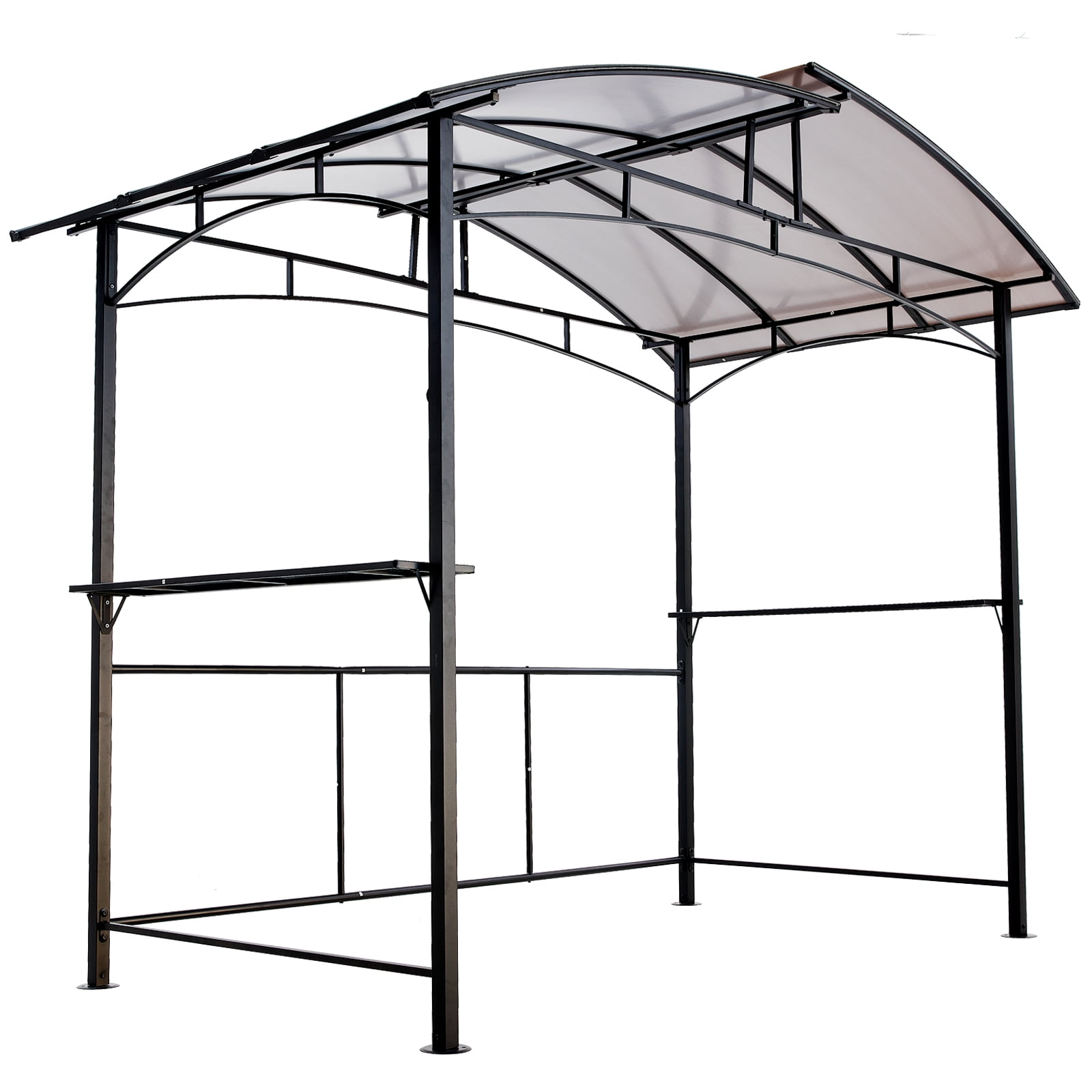 Metal Grill Gazebo, 8 x 5ft Outdoor Patio Canopy with Steel Hard Top ...