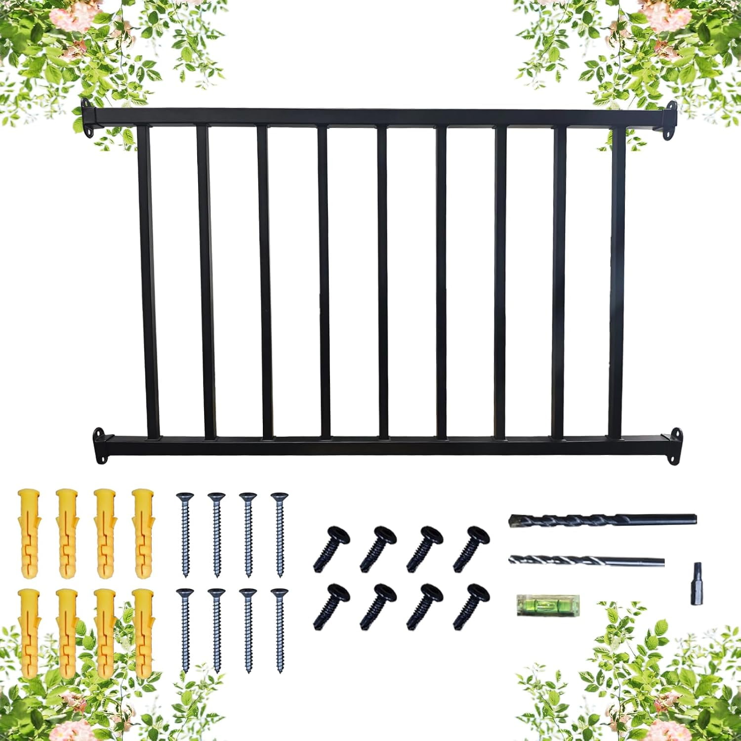 Metal Guard Rail Kit with Balusters 9 Railings，Black Decking Railings ...