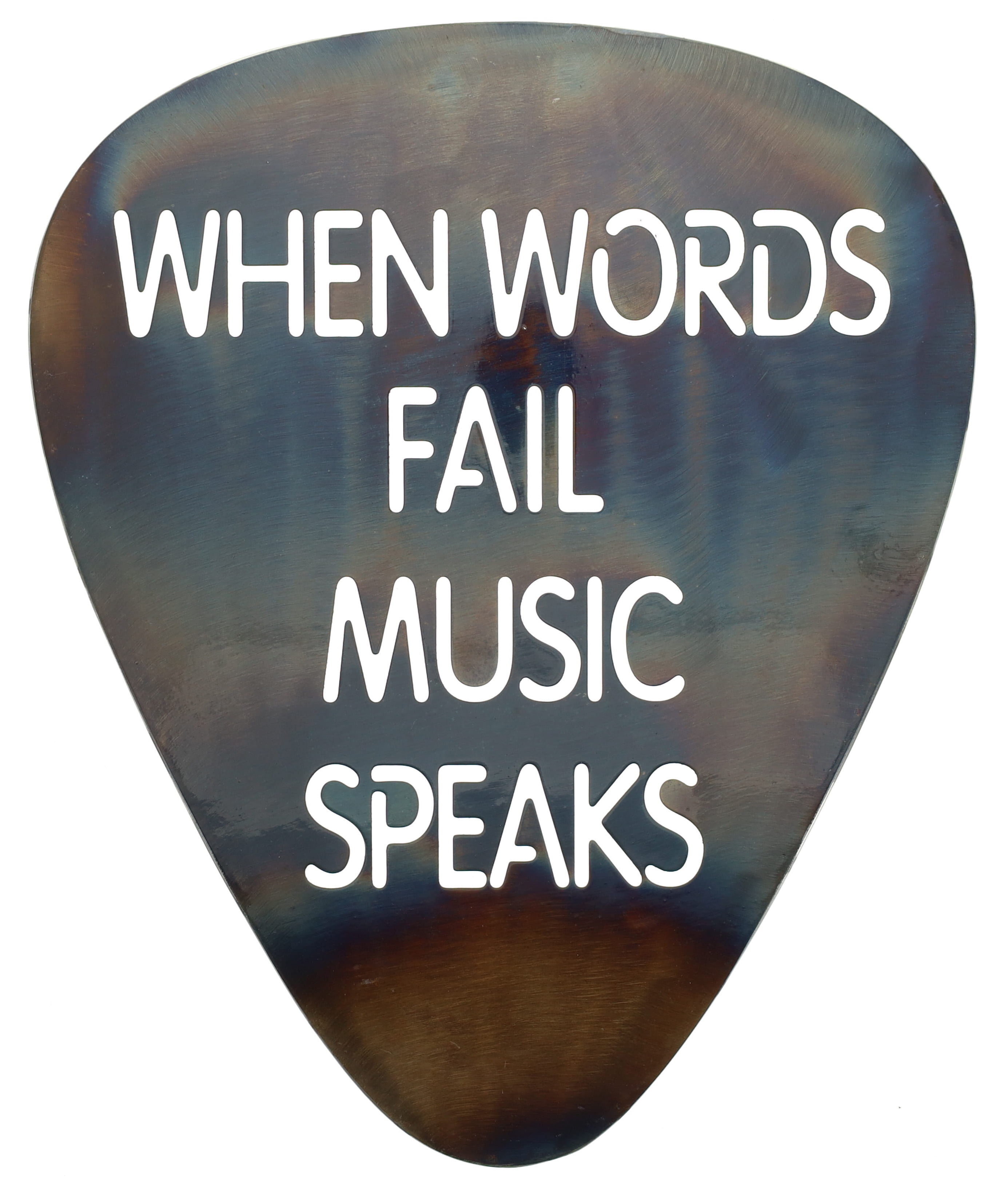 Metal Guitar Pick Wall Decor Art - 12" When Words Fail Music Speaks ...