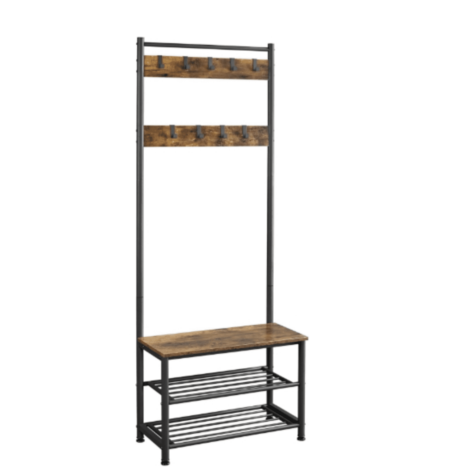 Metal Hall Tree, Industrial Hall Tree with Storage Benches, Entryway ...