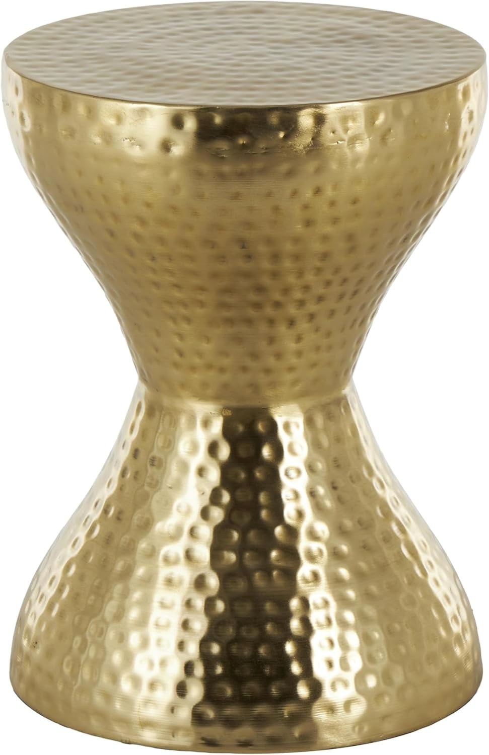 Metal Hammered Accent Table with Hourglass Shape, 14" x 14" x 19", Gold - Walmart.com