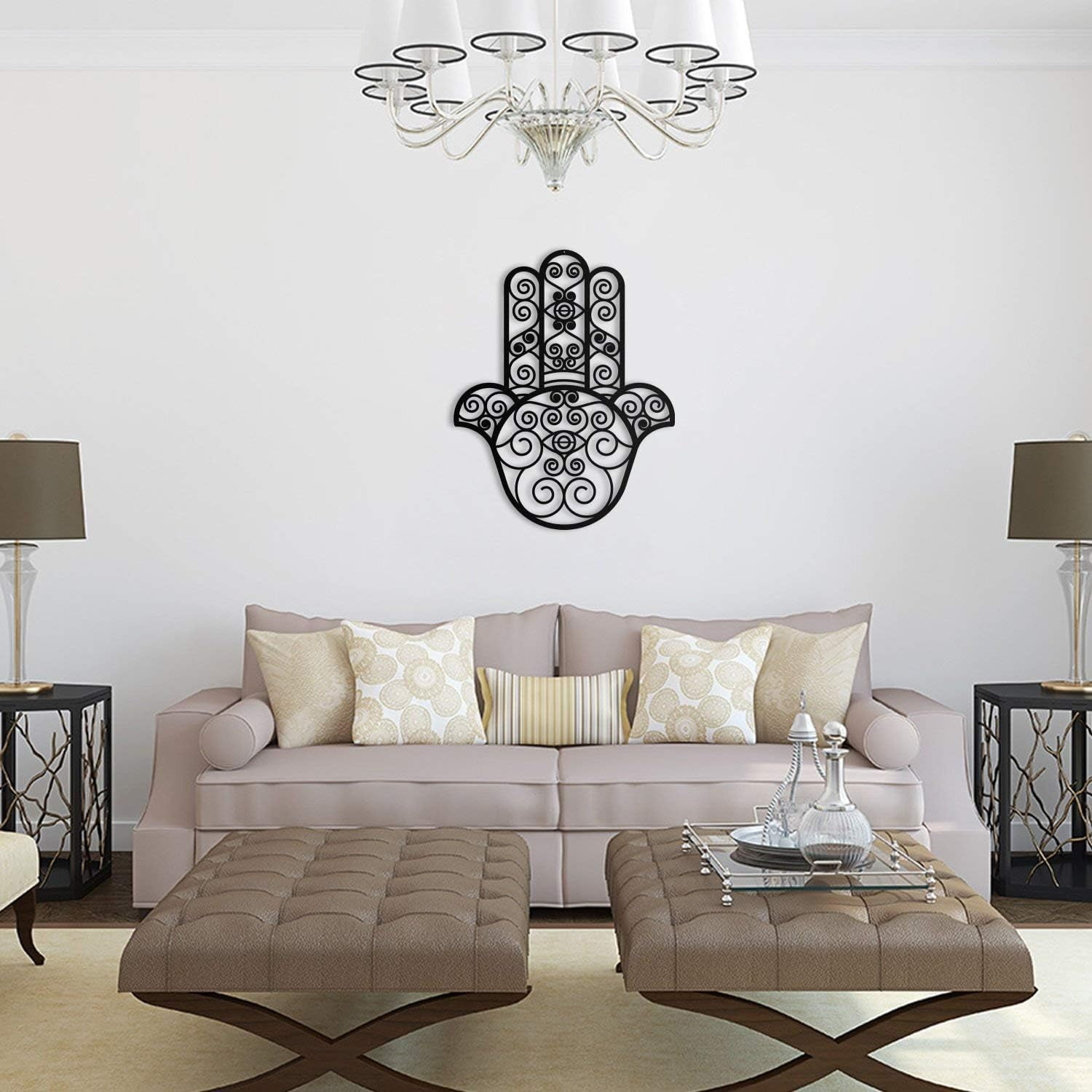 Metal Hand of Fatima Hamsa Blessing for The Home - in Hebrew - Good ...