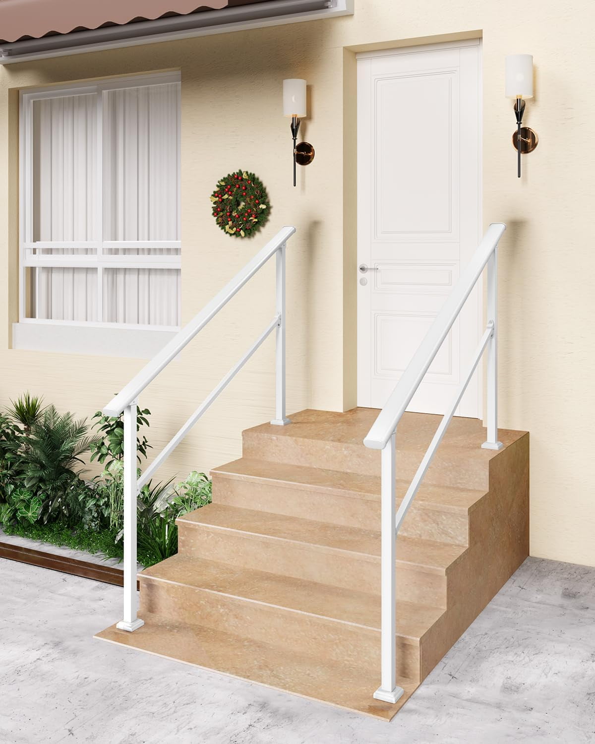 Metal Handrails for Outdoor Steps,Heavy-Duty Stair Railing for 1 to 5 ...