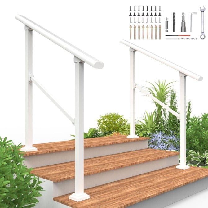 Metal Handrails for Outdoor Steps,Heavy-Duty Stair Railing for 1 to 5 ...