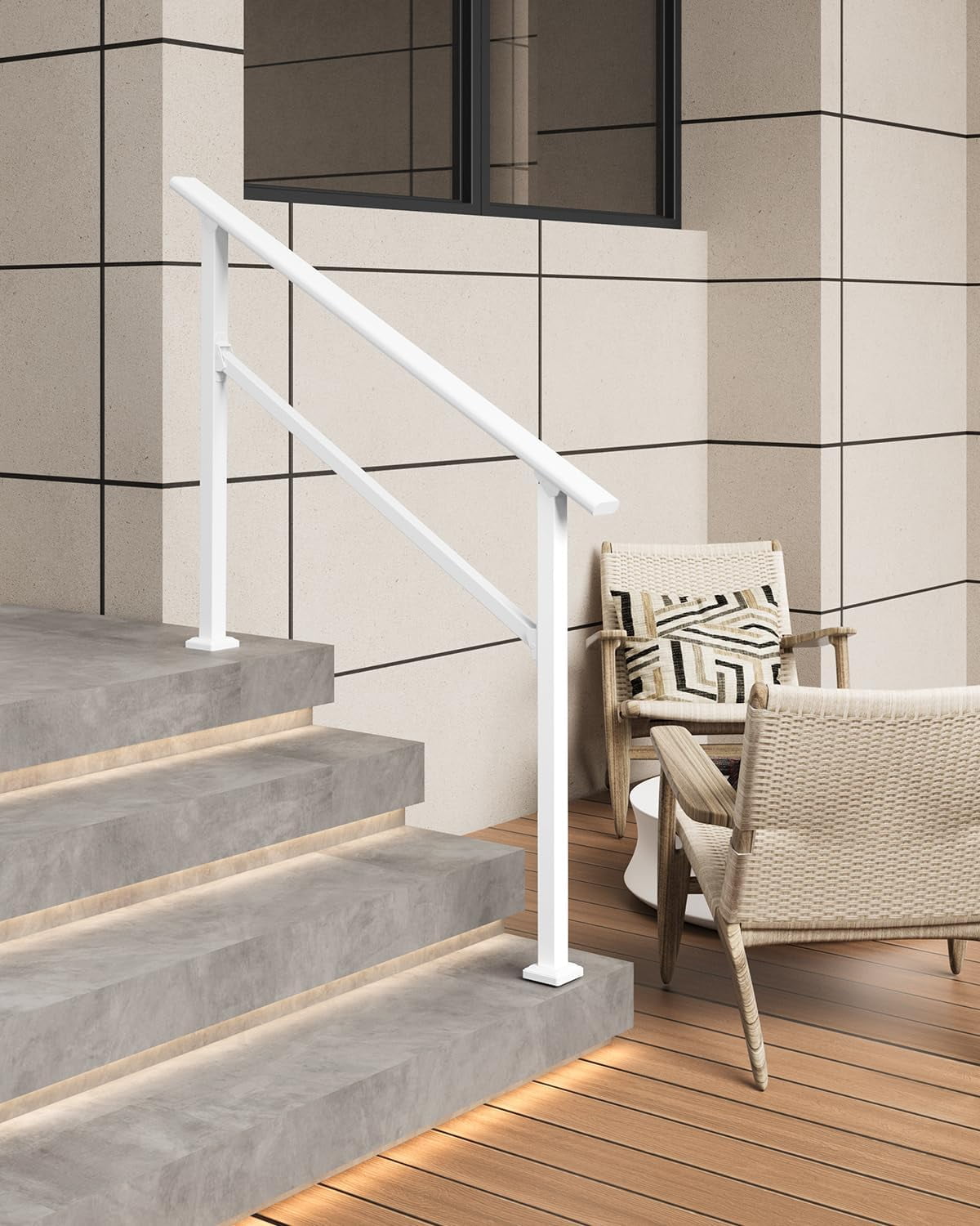 Metal Handrails for Outdoor Steps,Heavy-Duty Stair Railing for 1 to 5 ...