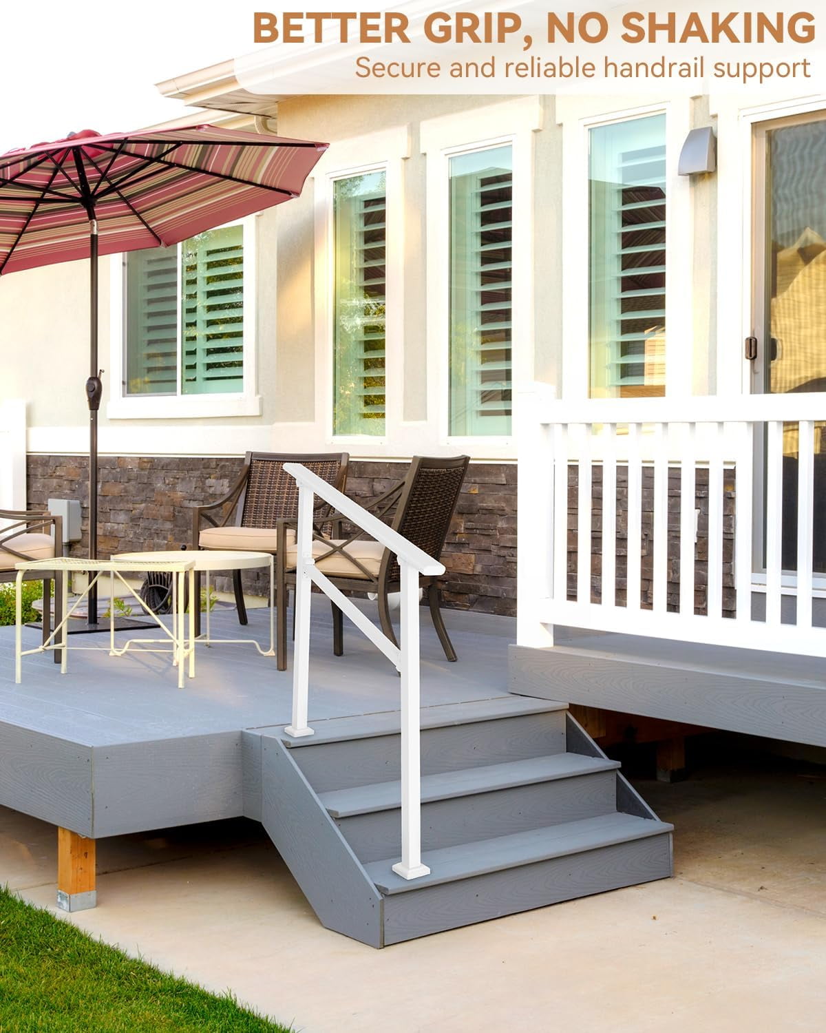 Metal Handrails for Outdoor Steps,Heavy-Duty Stair Railing for 1 to 5 ...