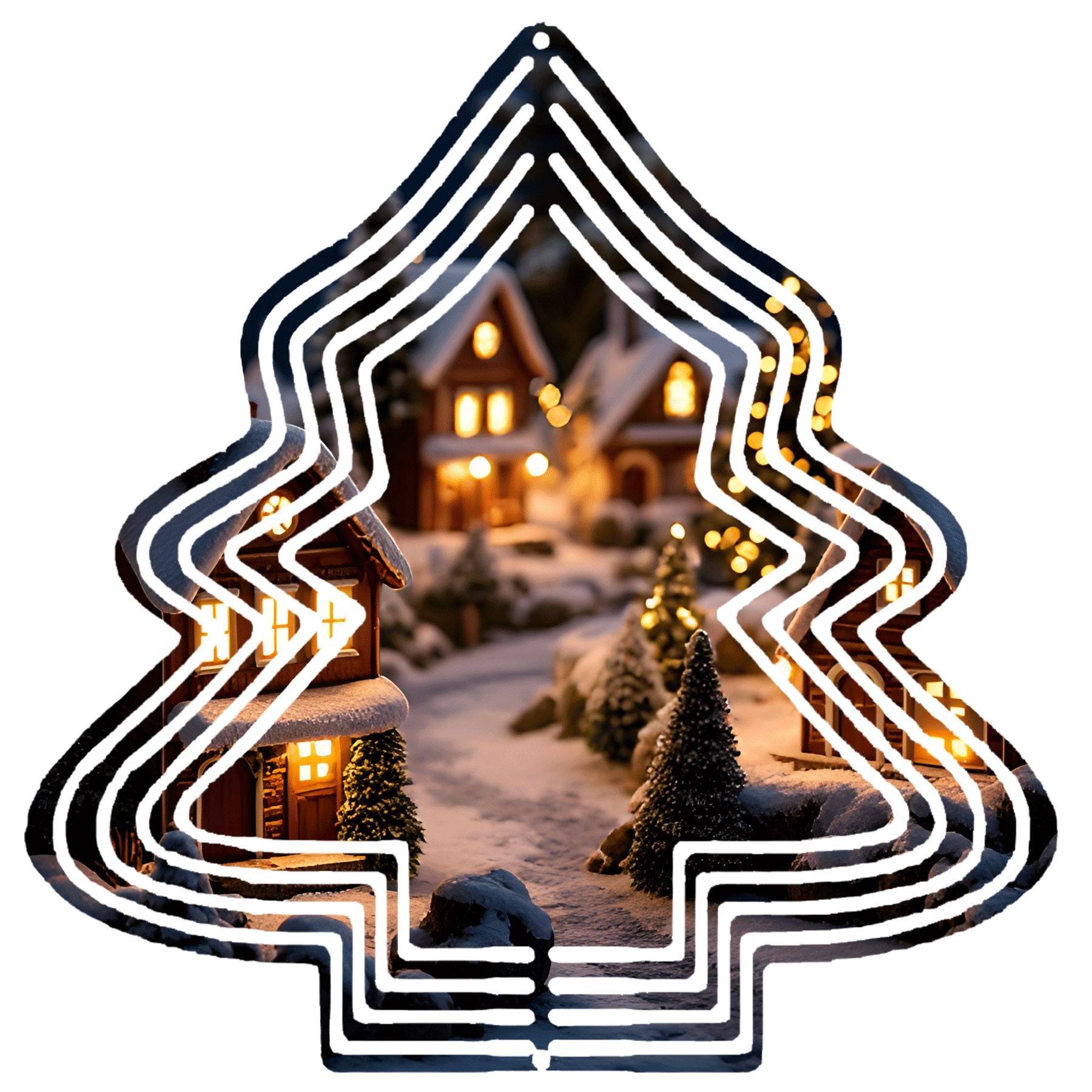 Metal Hanging Christmas Tree-Shaped Wind Decorations - Festive Garden ...