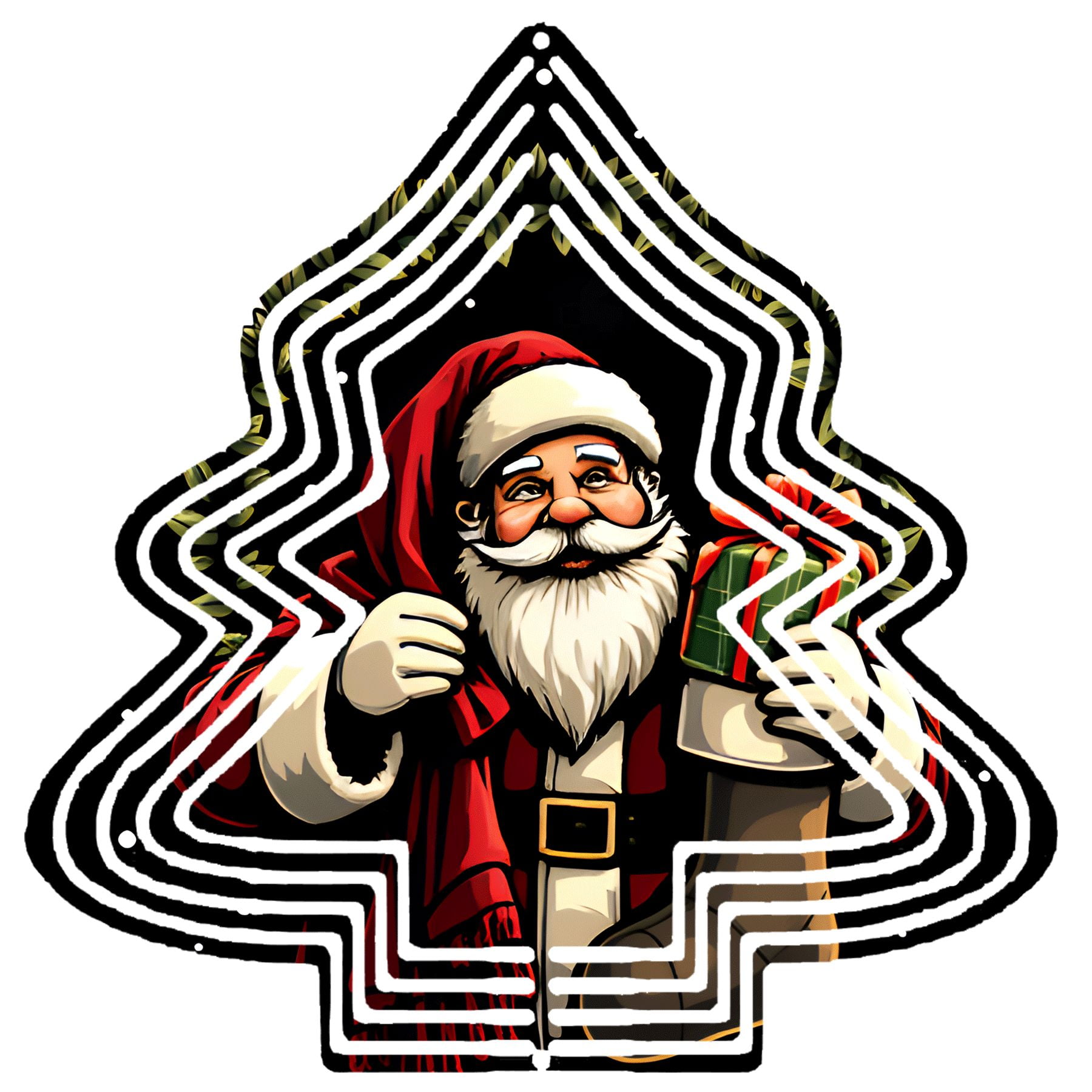 Metal Hanging Christmas Tree Wind Decorations - Festive Garden Spinners ...