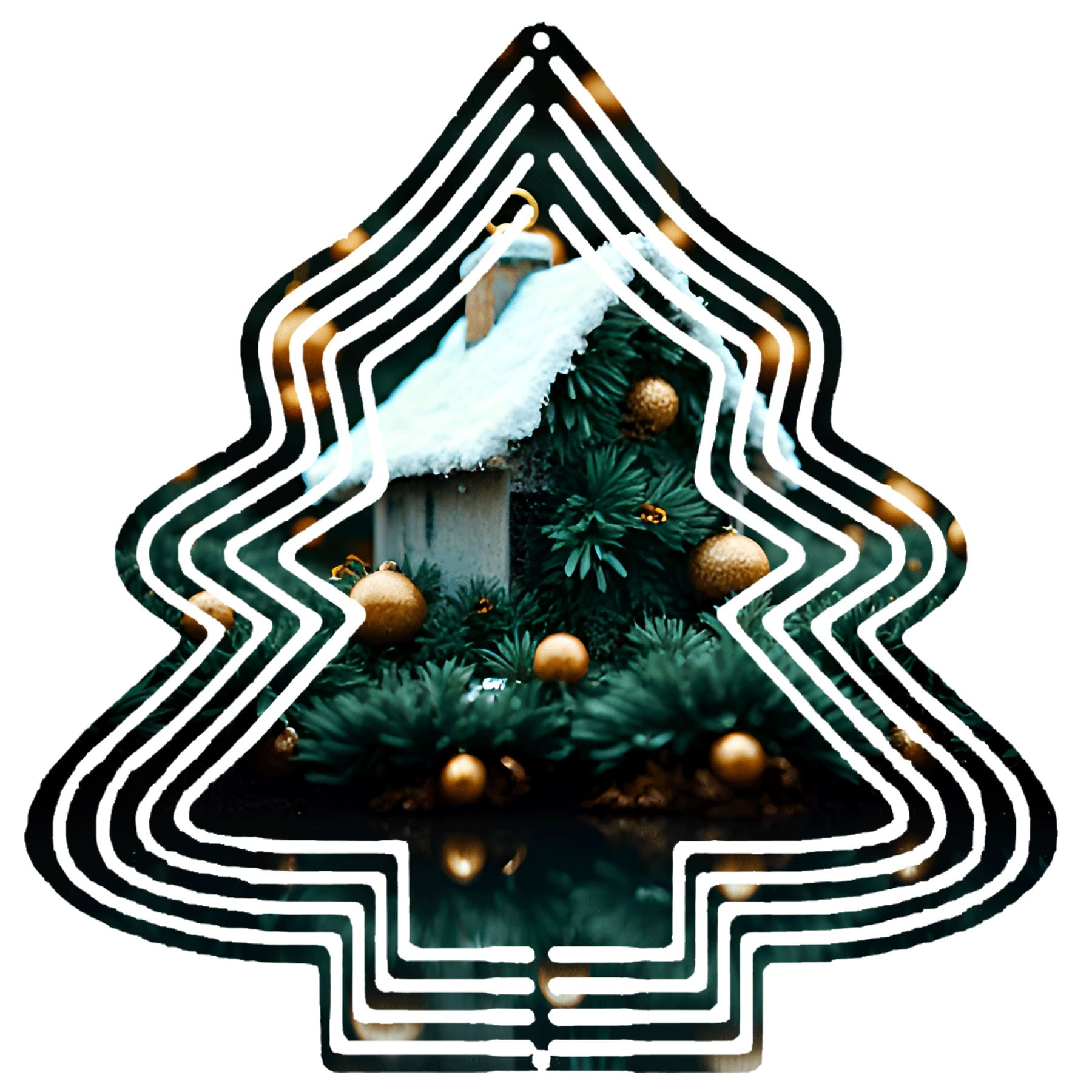 Metal Hanging Christmas Tree Wind Decorations - Festive Garden Spinners ...