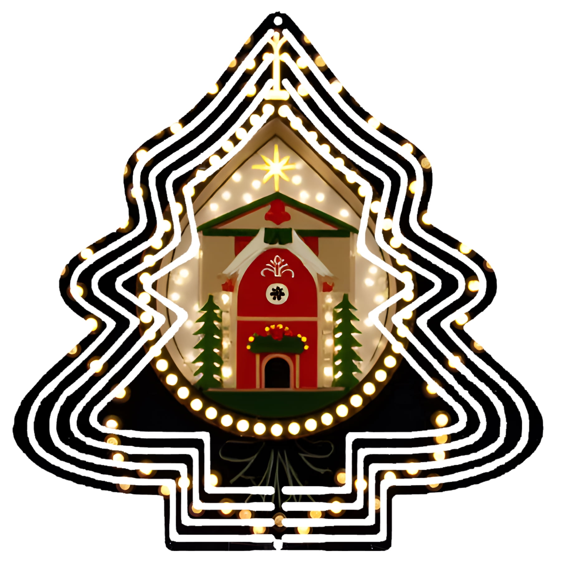 Metal Hanging Christmas Tree Wind Decorations - Festive Garden Spinners ...