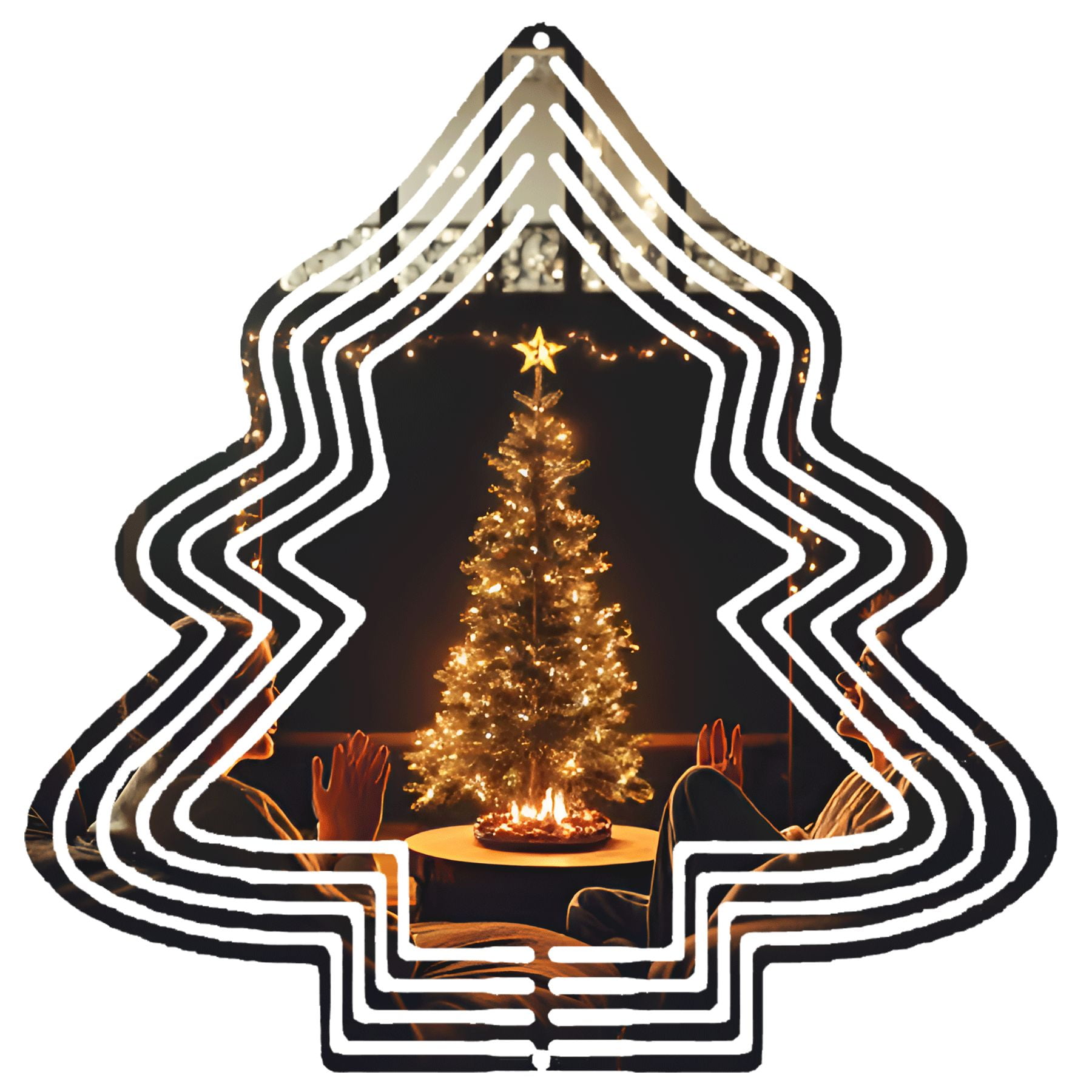 Metal Hanging Christmas Tree Wind Decorations - Festive Garden Spinners ...