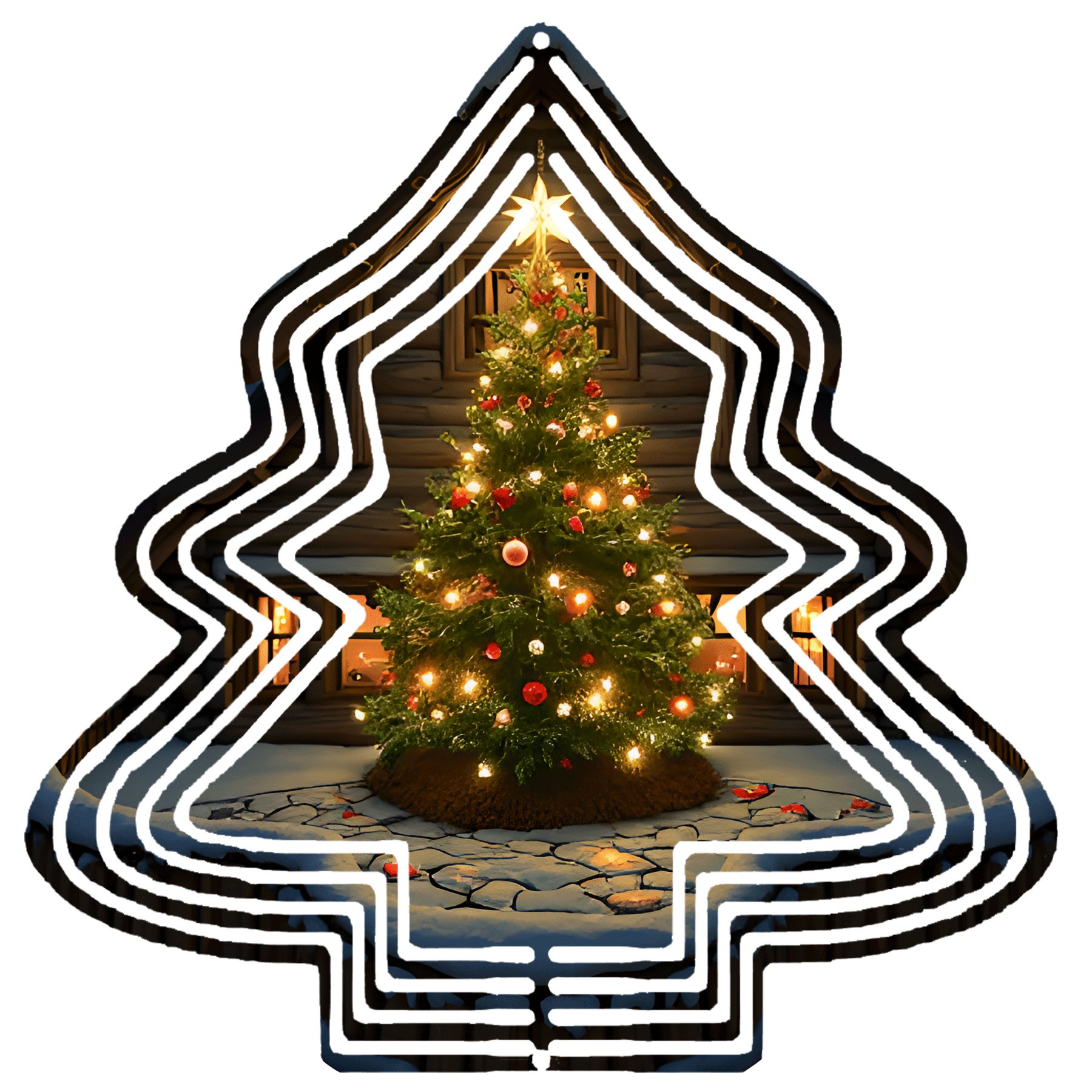 Metal Hanging Christmas Tree Wind Decorations - Festive Garden Spinners ...